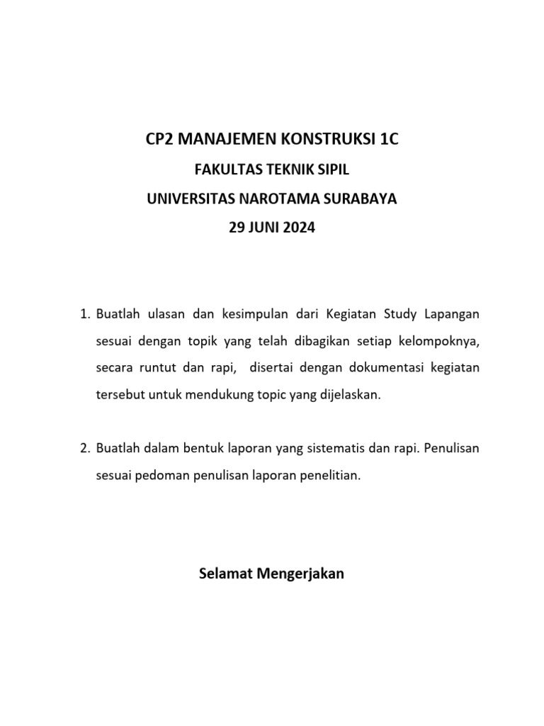 Cp2 Manajemen Konstruksi 1c | PDF