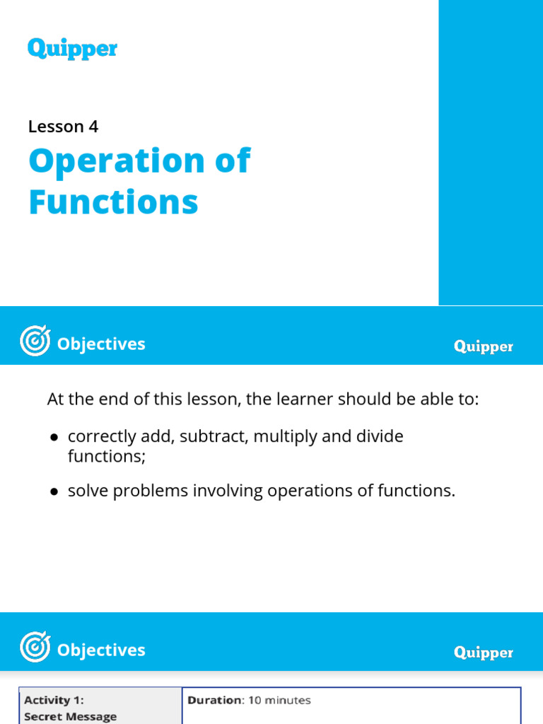 Lesson 4 Operation of Functions | PDF