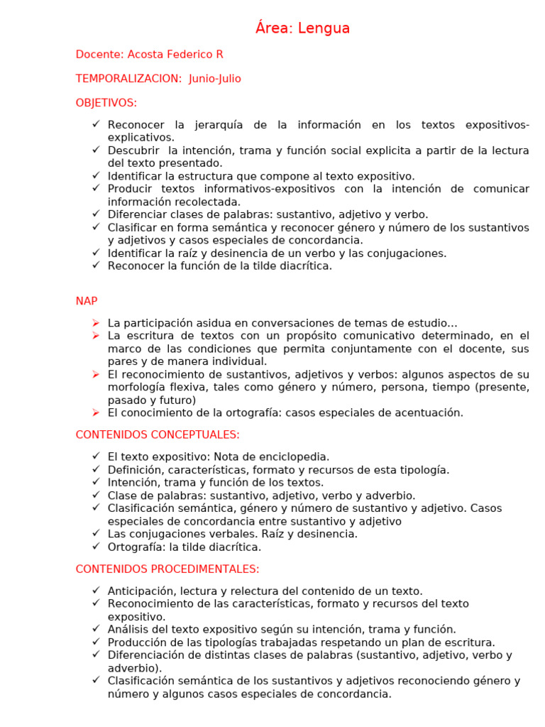 Proyecto 2 Lengua | PDF | Verbo | Palabra