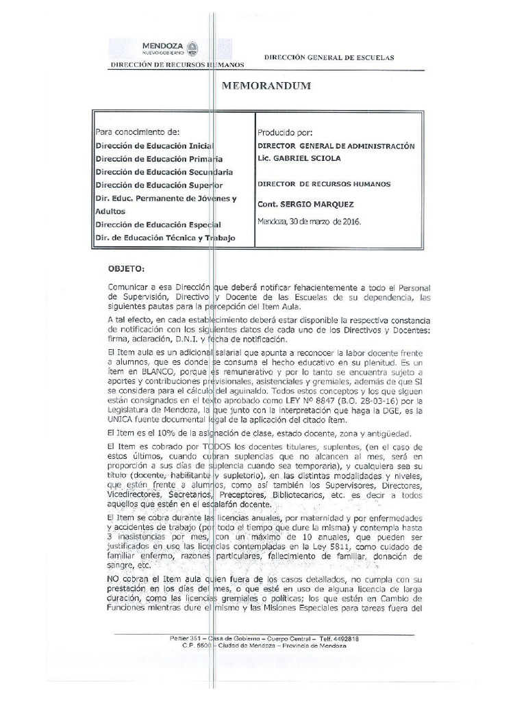 Memoradum Item Aula | PDF