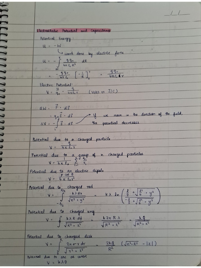 Electrostatic Potential And Capacitance Pdf