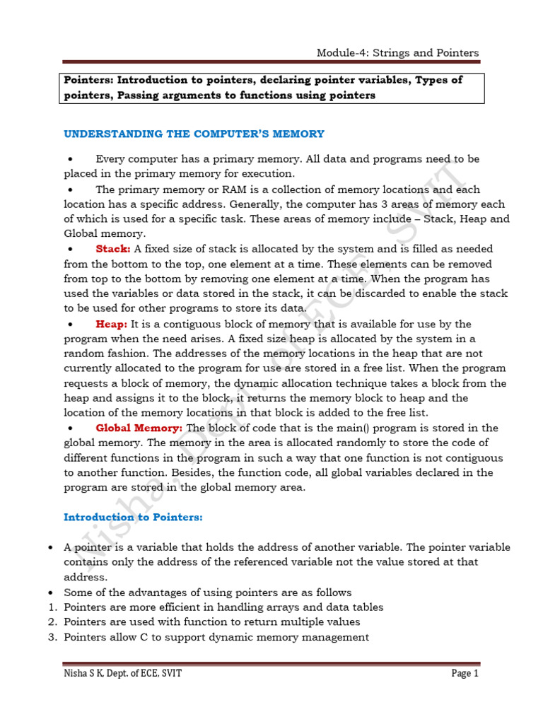 POP Module 4 (Pointers) | PDF