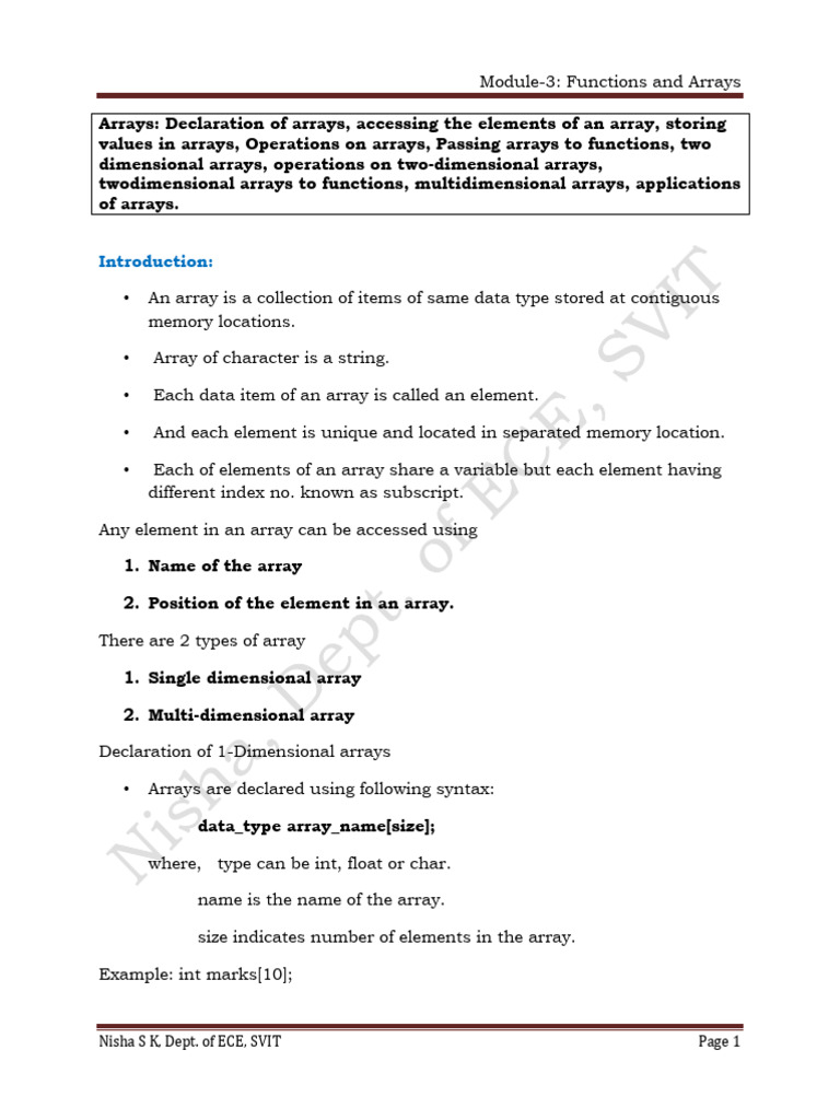 POP Module 3 (Arrays) | PDF