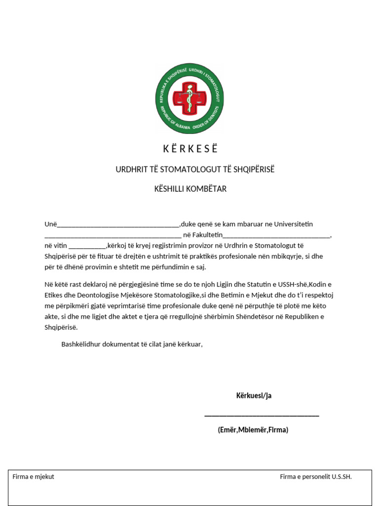 Kerkese Per Praktike Profesionale 1 | PDF