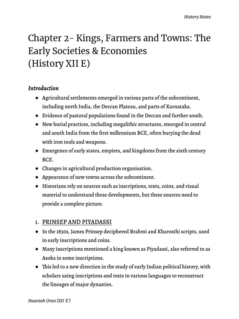 Chapter 2 - Kings, Farmers and Towns - The Early Societies & Economies ...