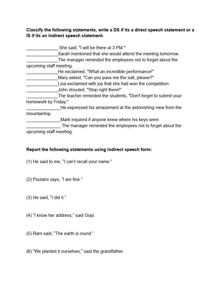 Reported Speech Commands | PDF
