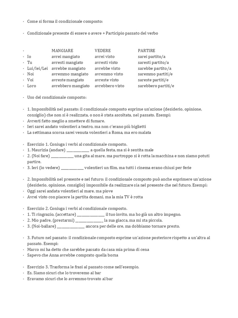 Condizionale Composto | PDF