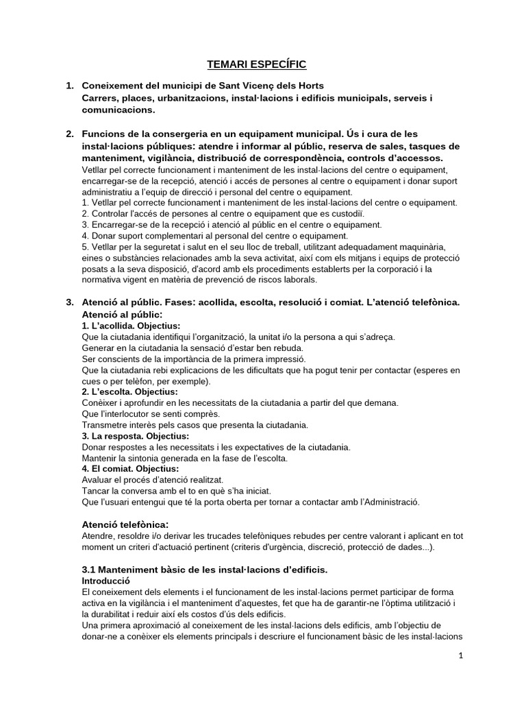 Temari Específic | PDF