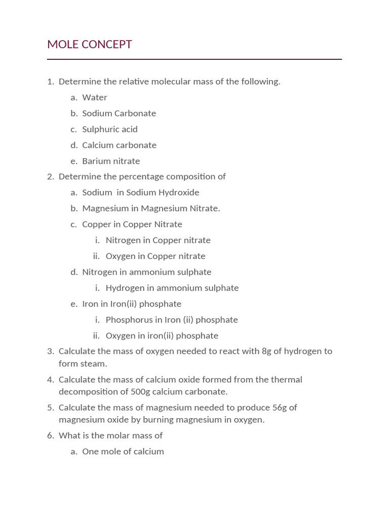 Mole Concept 1 | PDF