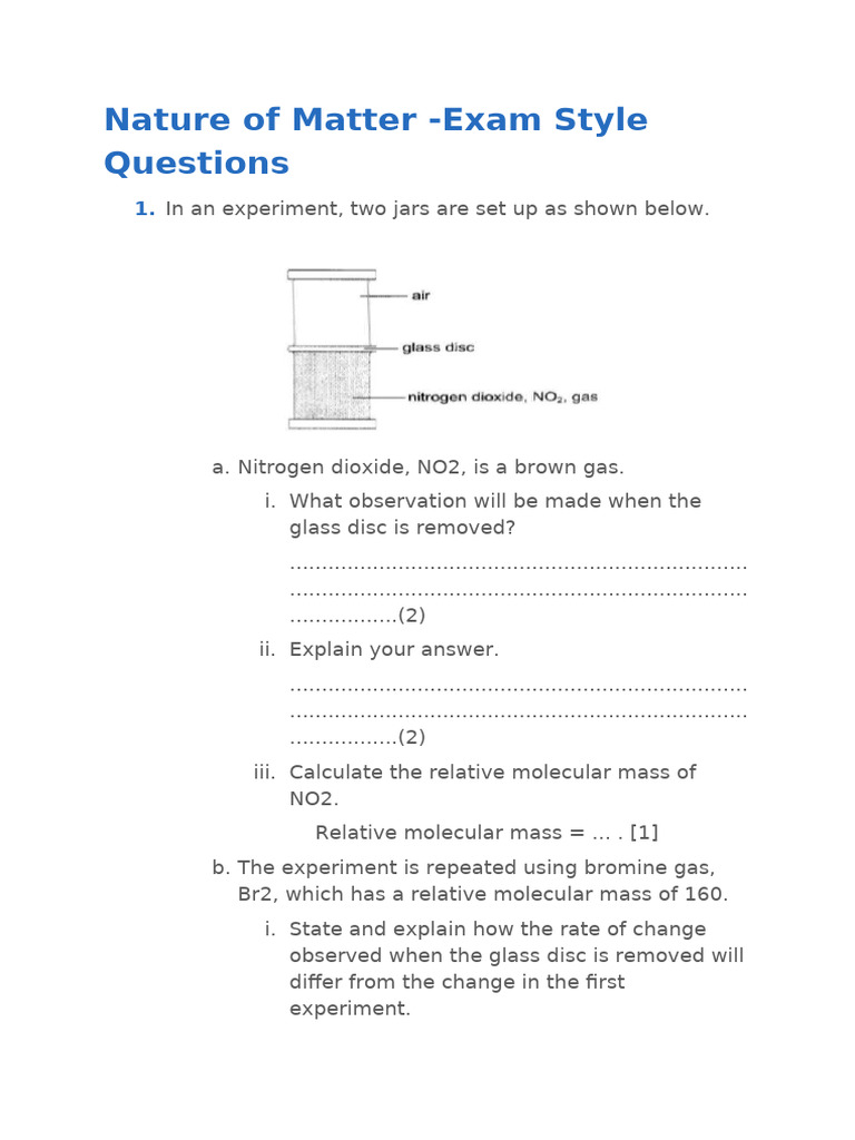 Nature of Matter-Exam Style Questions | PDF