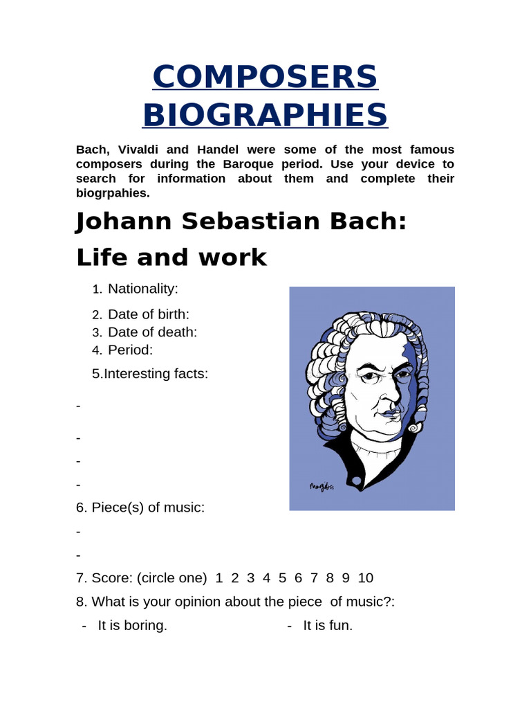 Activity 1 - Baroque Composers - BIOGRAPHIES | PDF