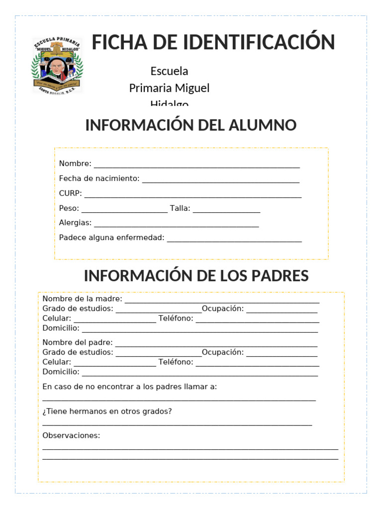 Ficha de Identificación Por Alumno | PDF