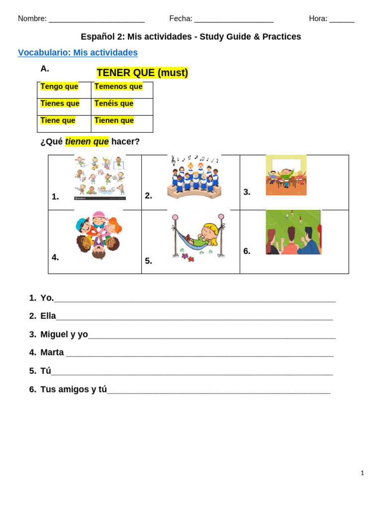 Study Guide Mis Actividades Practices | PDF