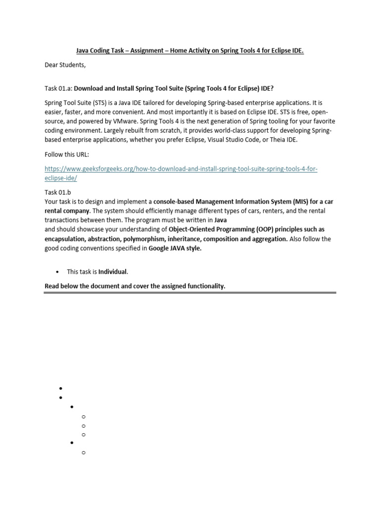 Java Coding Task Home Activity Pdf