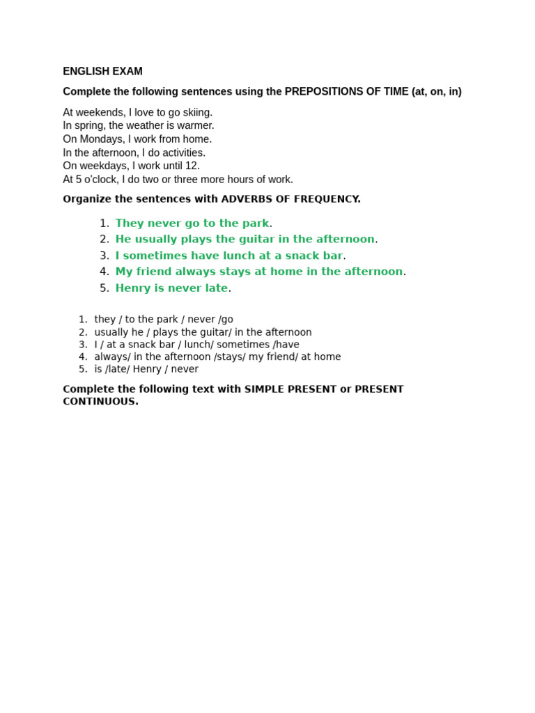 ENGLISH EXAM | PDF