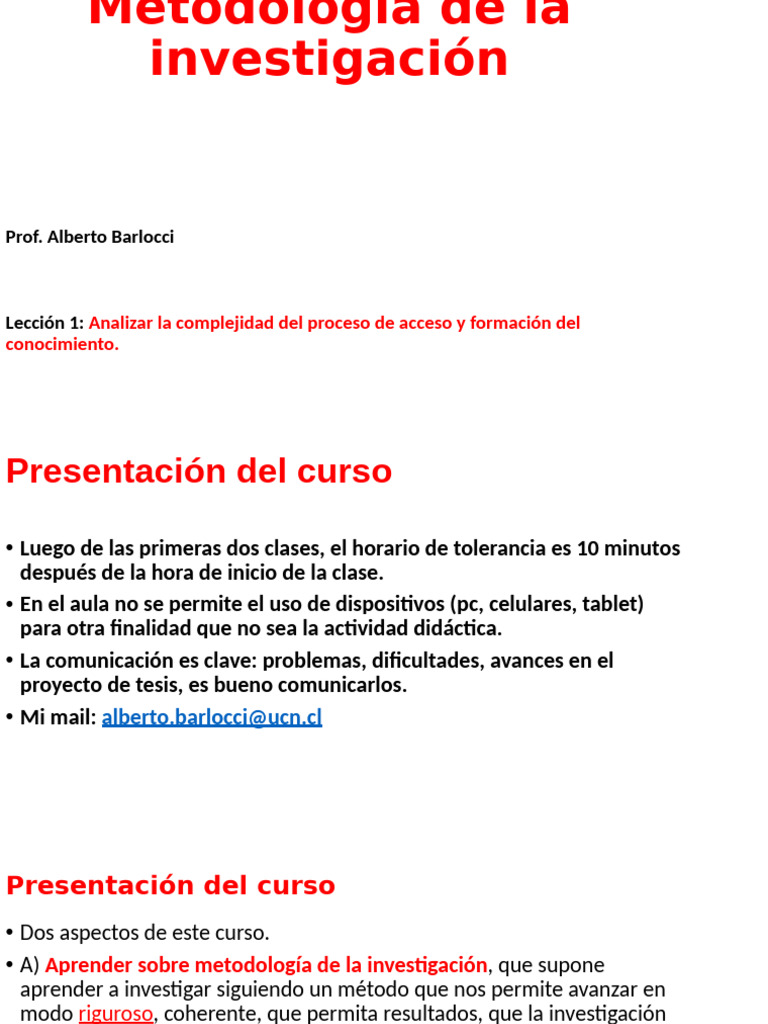 Metodología Inv Lección 1 El Conocimiento | PDF | Conocimiento | Empirismo