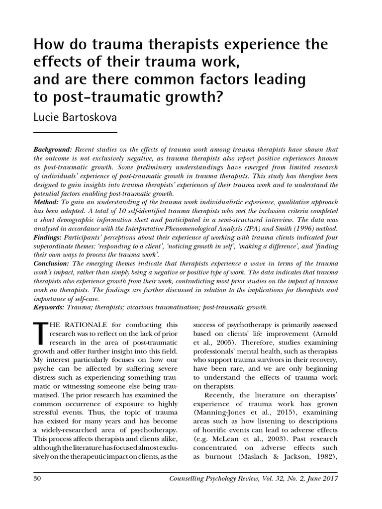 How Do Trauma Therapists Experience The Effects of Their Trauma Work ...