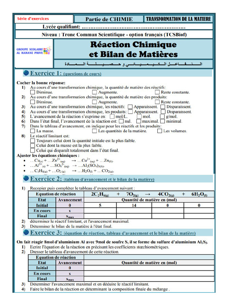 Serie Transformations Chimiques-1 | PDF