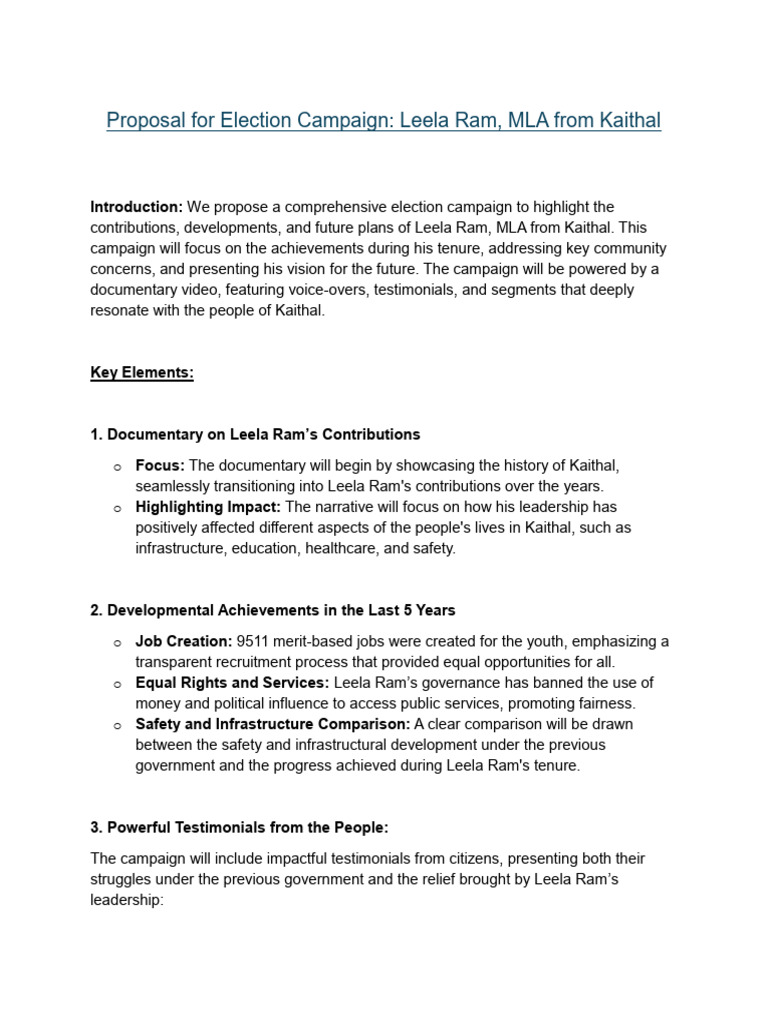 Proposal for Election Campaign | PDF