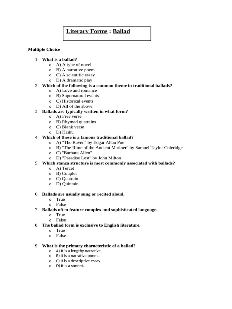 Ballad Literary Forms | PDF
