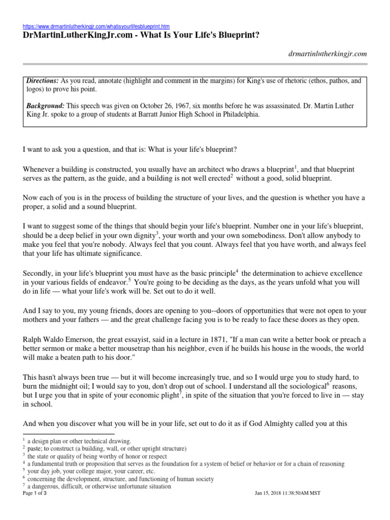 DrMartinLutherKingJr Com - What Is Your Lifes Blueprint | PDF