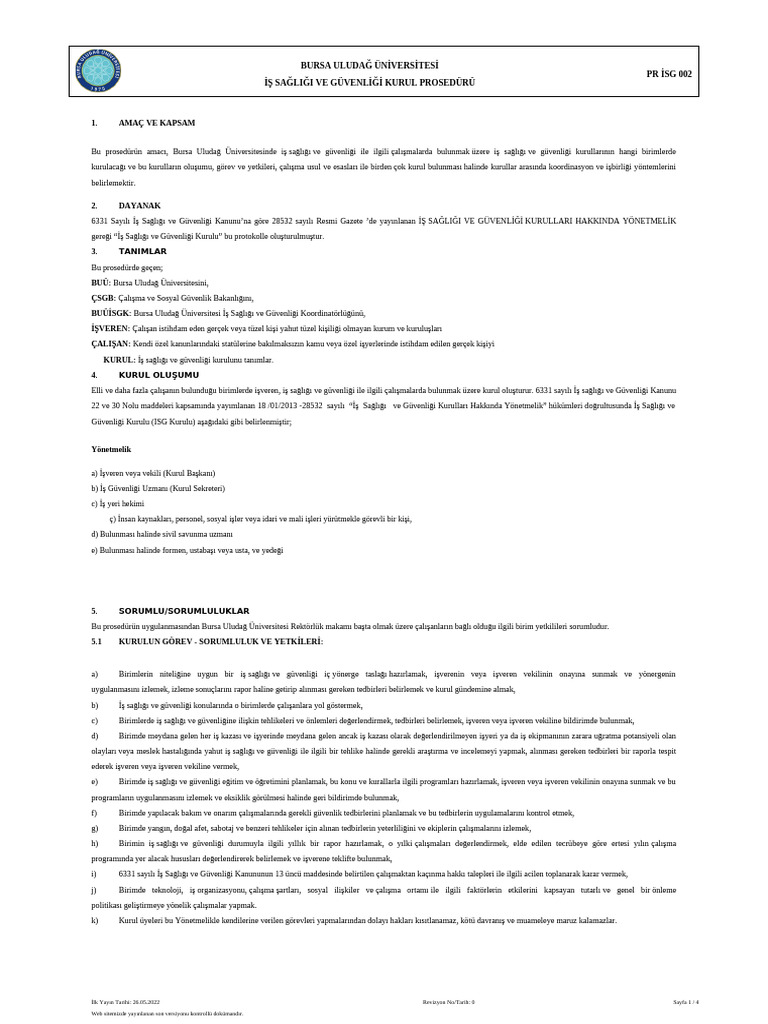 İsg Kurul Prosedür | PDF