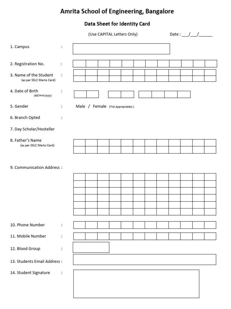 ID Card Details Form | PDF