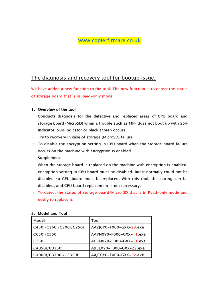 Diagnosis and Recovery Tool For Bootup Issue. | PDF