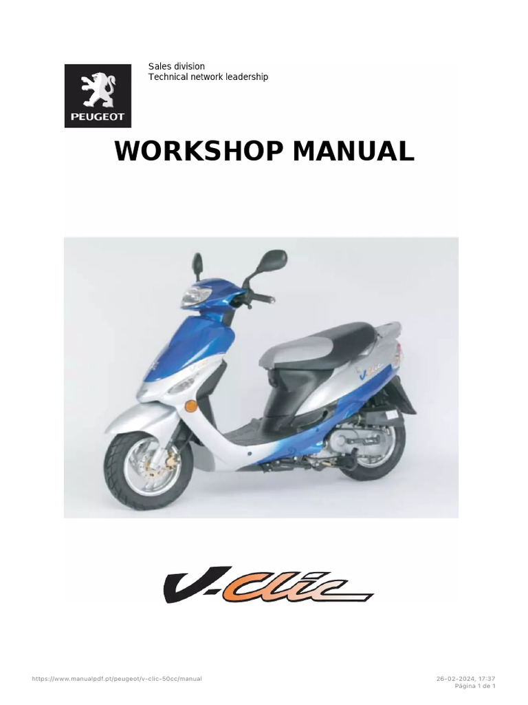 Manual de Instruções Peugeot V-Clic 50cc (38 Páginas) | PDF
