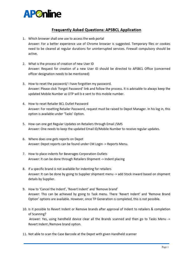 Apsbcl - Faq | PDF