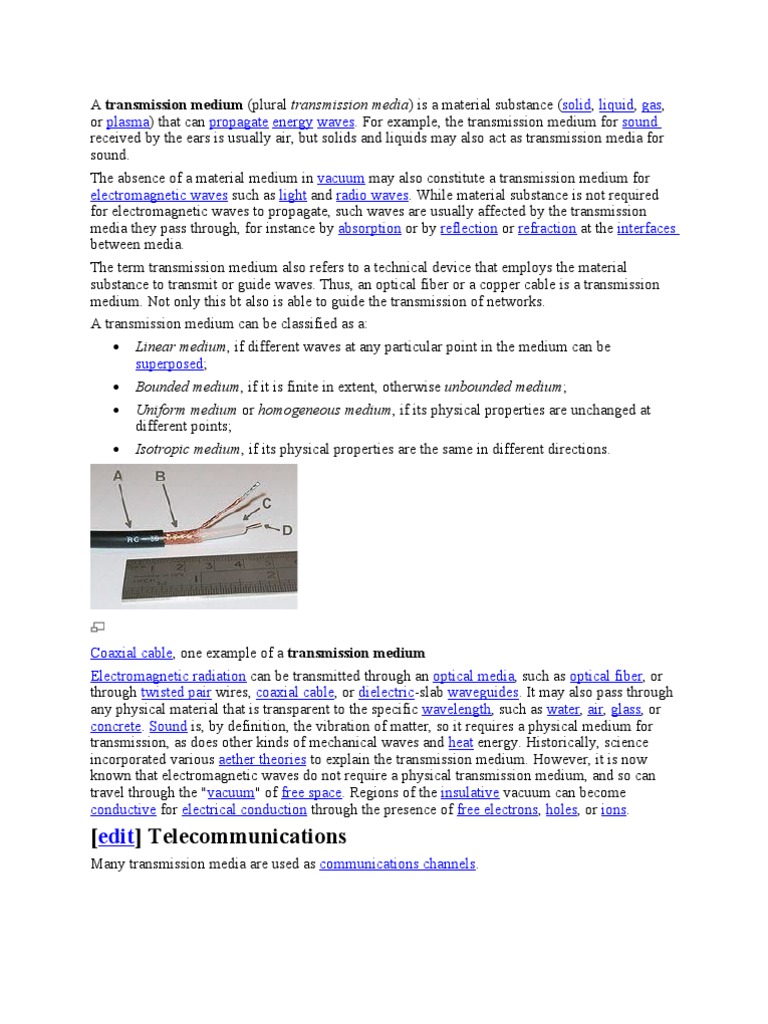 Definition of Transmission Medium | PDF | Transmission Medium | Waves