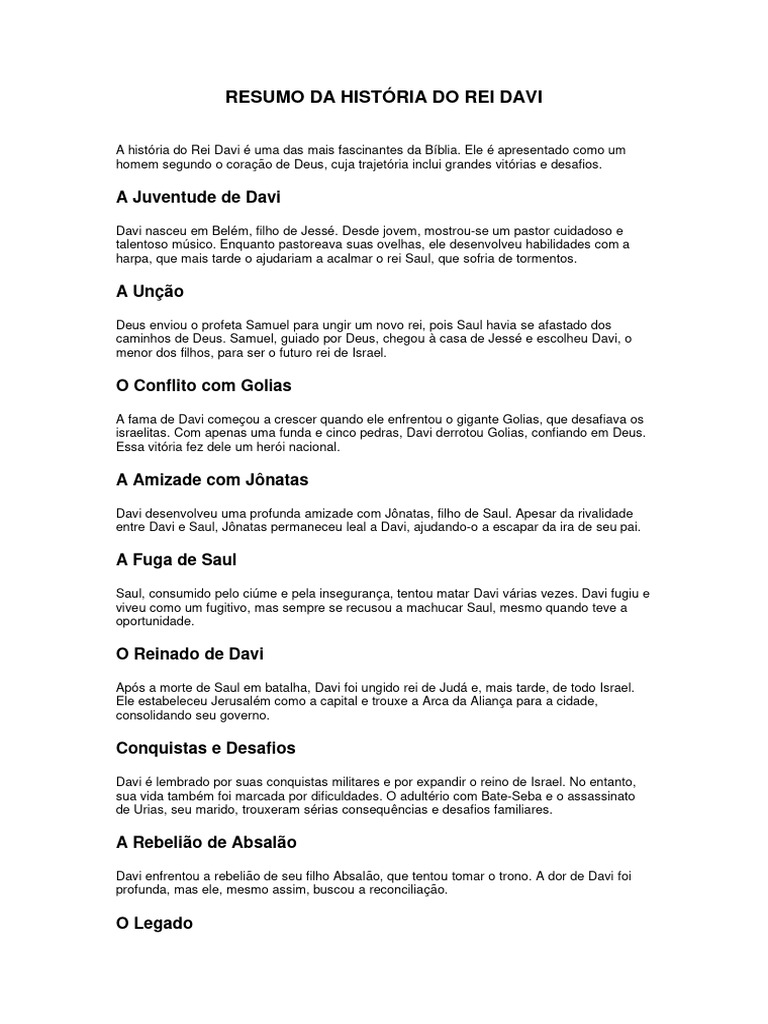 Resumo Rei Davi | PDF