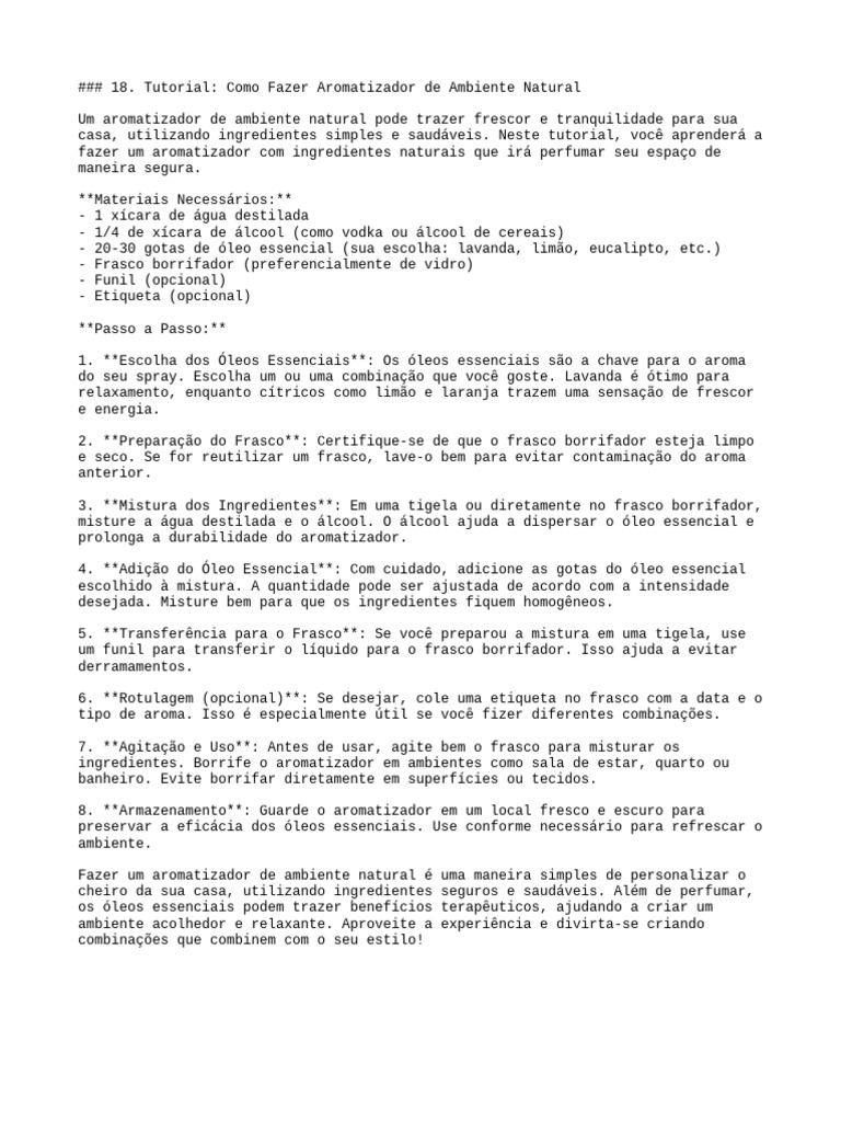 18. Tutorial Como Fazer Aromatizador de Ambiente Natural | PDF