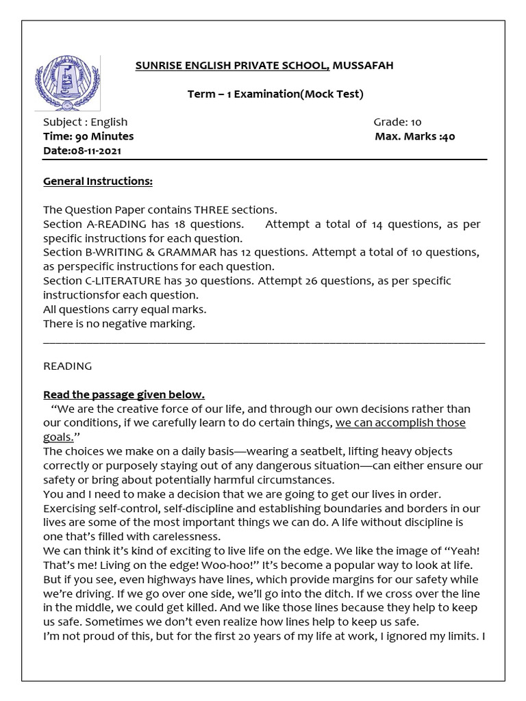 Sunrise English School English | PDF