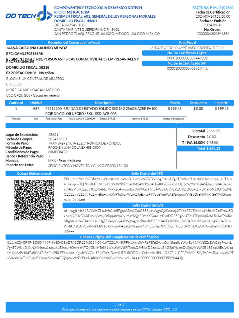1 H87 43212200 - Unidad de Estado Solido SSD M.2 256Gb Acer Fa100 Pcie ...