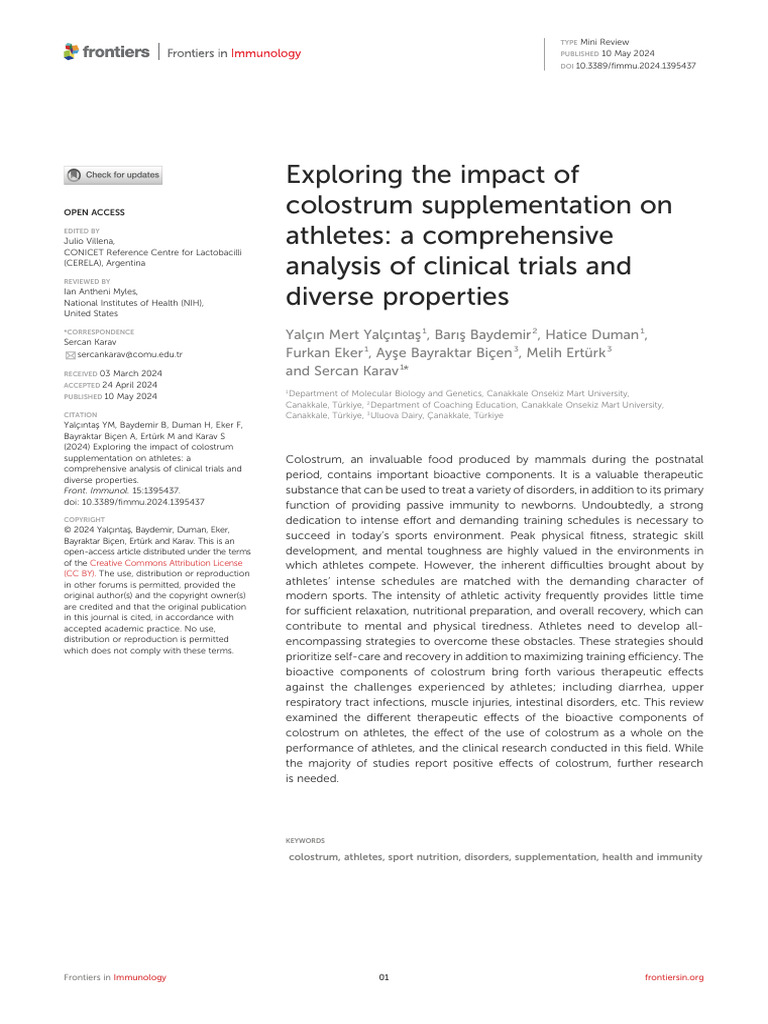 Exploring The Impact of Colostrum Supplementation | PDF
