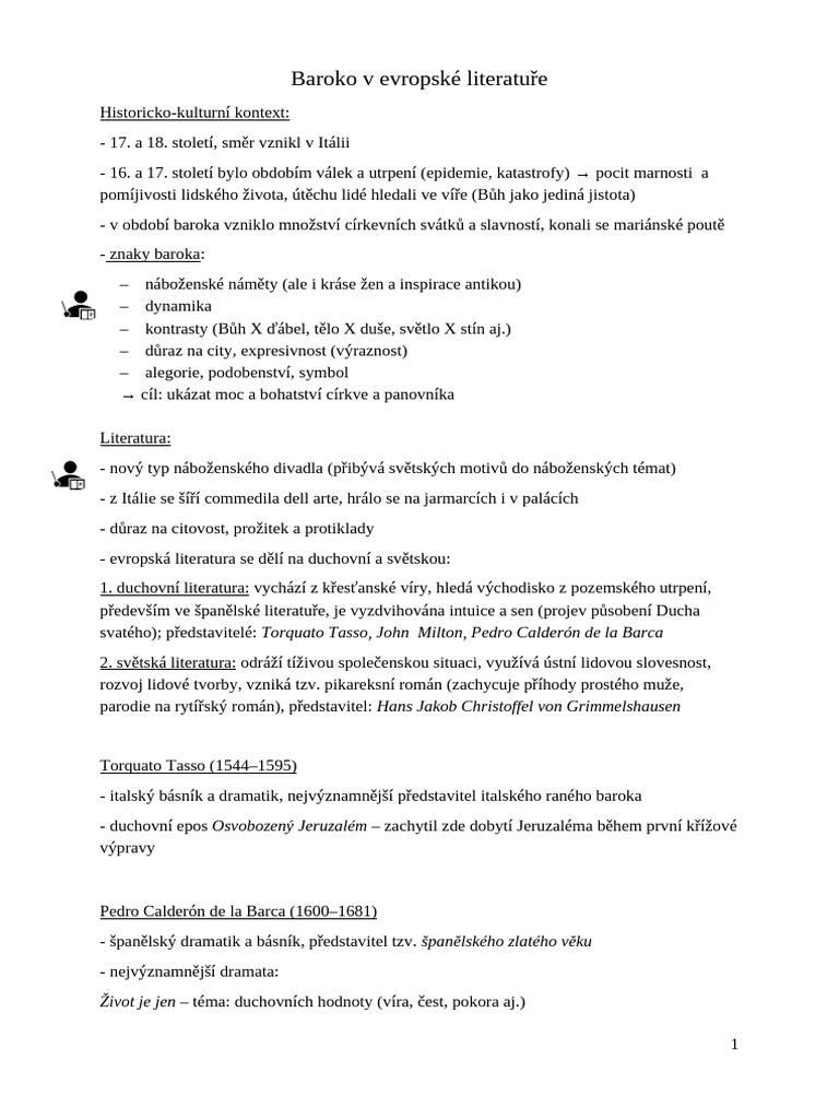 Baroko V EvropÄ A V Ä Eskã CH Zemã CH Taktik | PDF