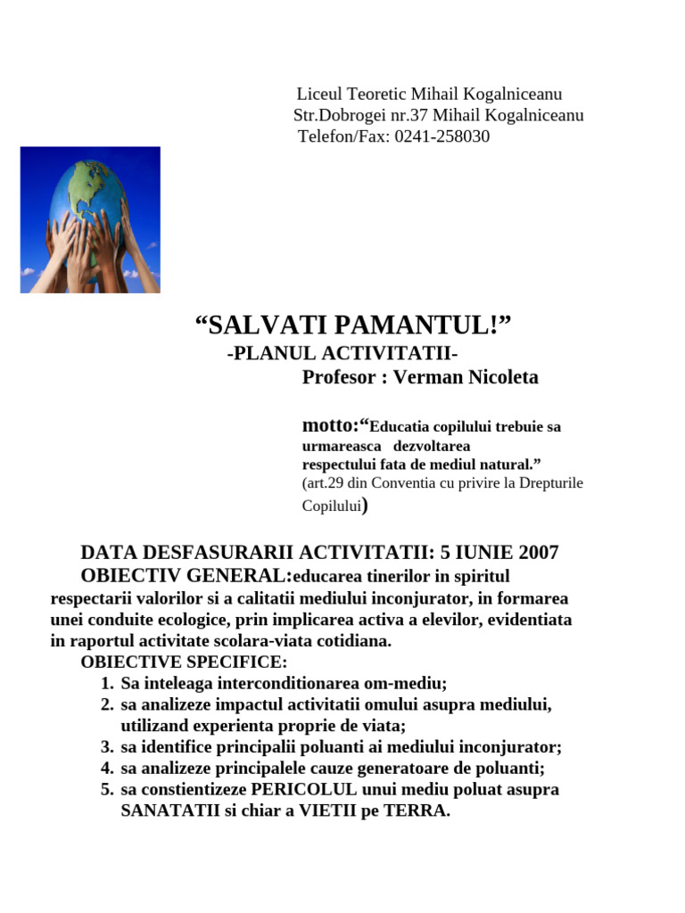 Verman Nicoleta - SALVATI PAMANTUL! | PDF