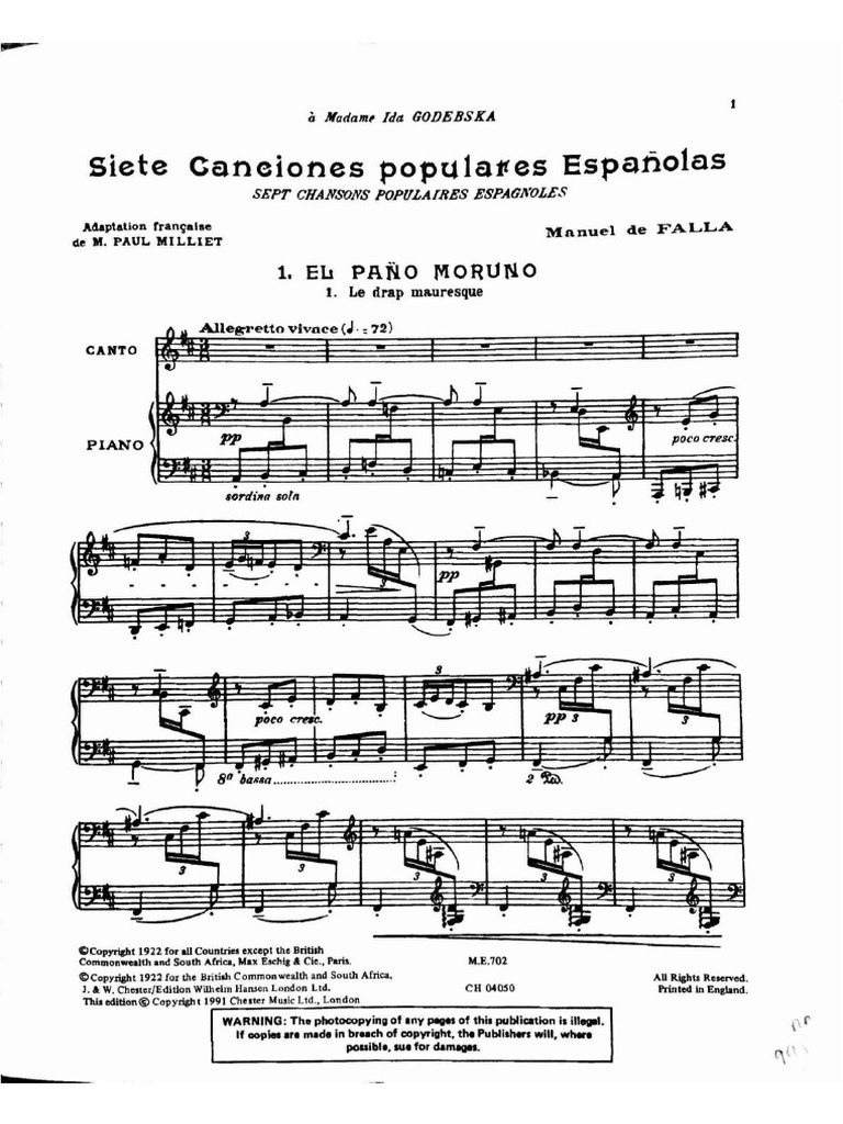 De Falla - Siete Canciones Populares Españolas | PDF