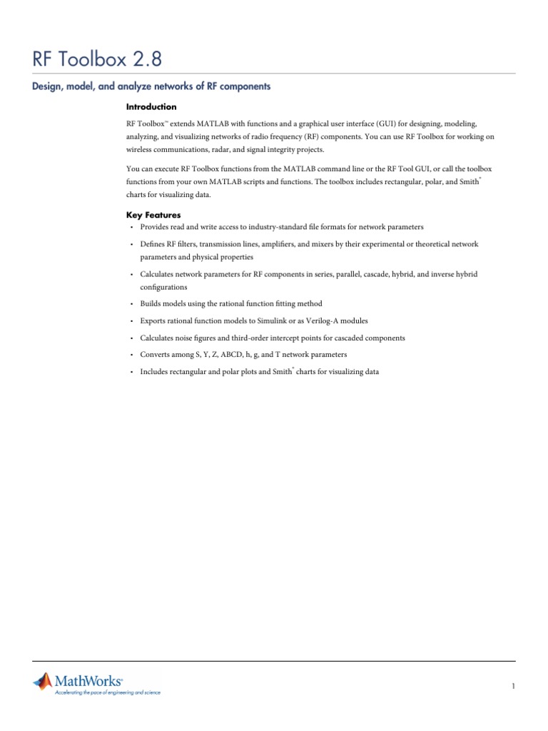RF Toolbox 2.8: Design, Model, and Analyze Networks of RF Components ...