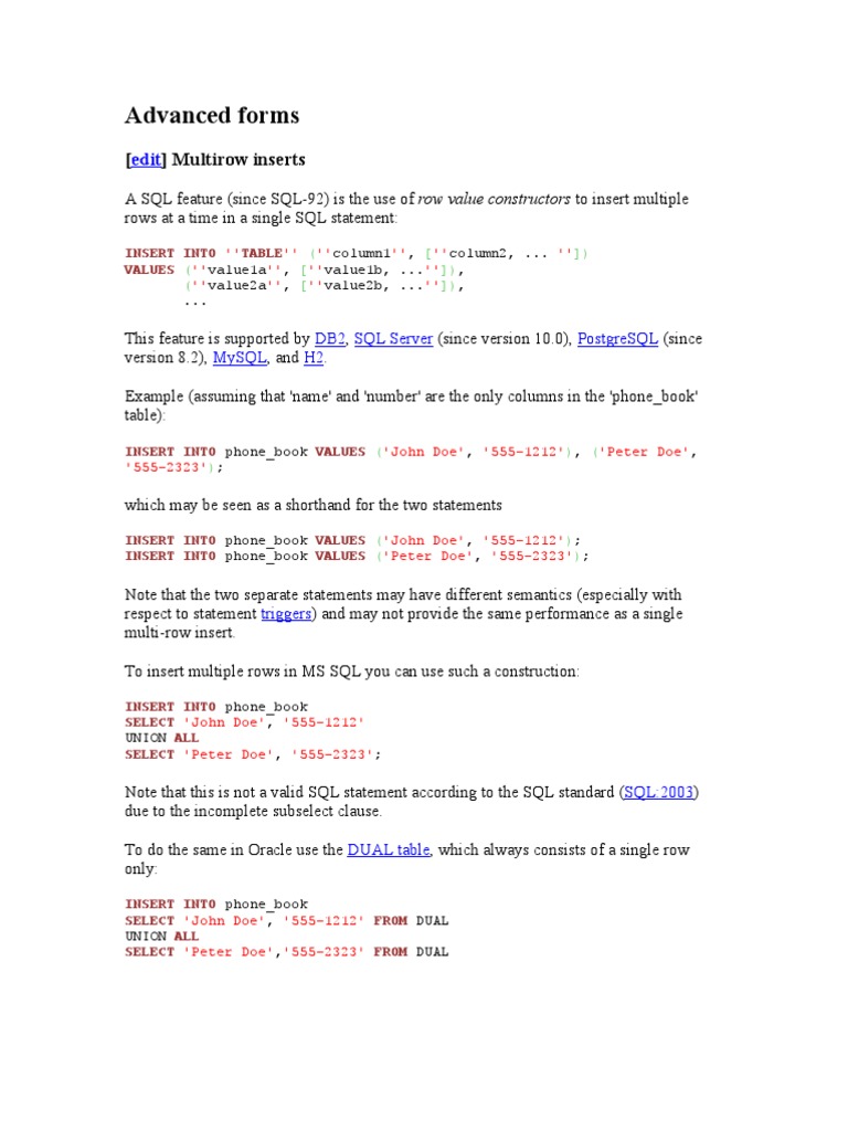 Advanced Forms: Multirow Inserts | PDF | Areas Of Computer Science ...