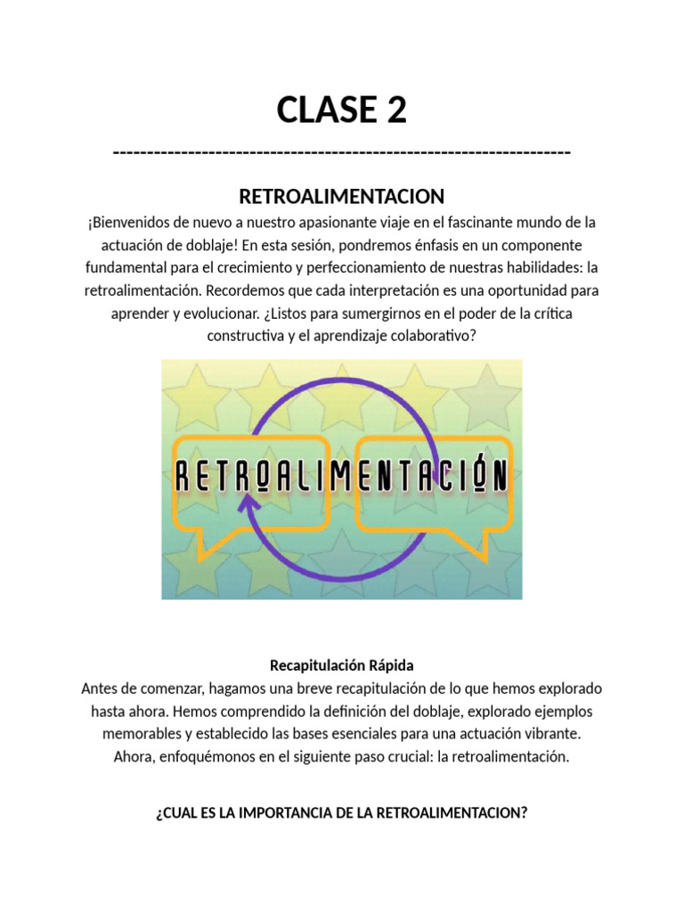 Clase 2 Retroalimentacion | PDF