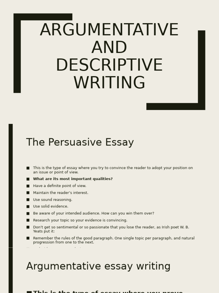 Argumentative and Descriptive Witing | PDF