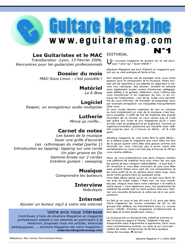 Guitare Magazine N01 | PDF | Audio Engineering | Computing