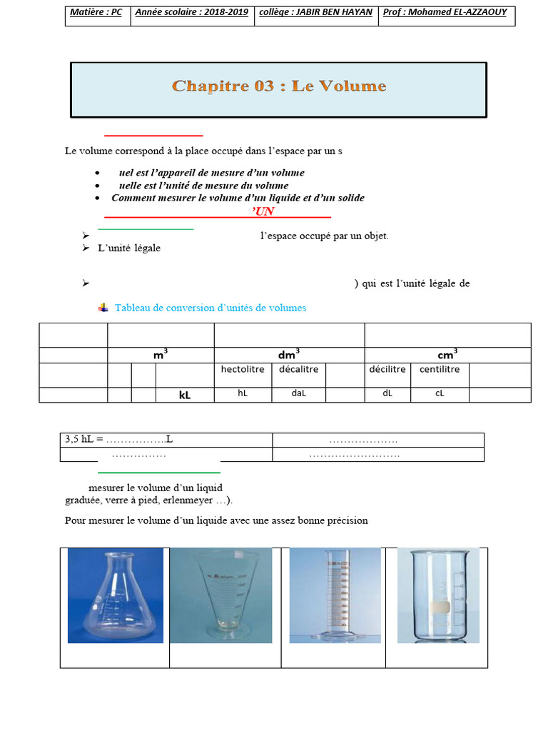 Mesure Du Volume | PDF