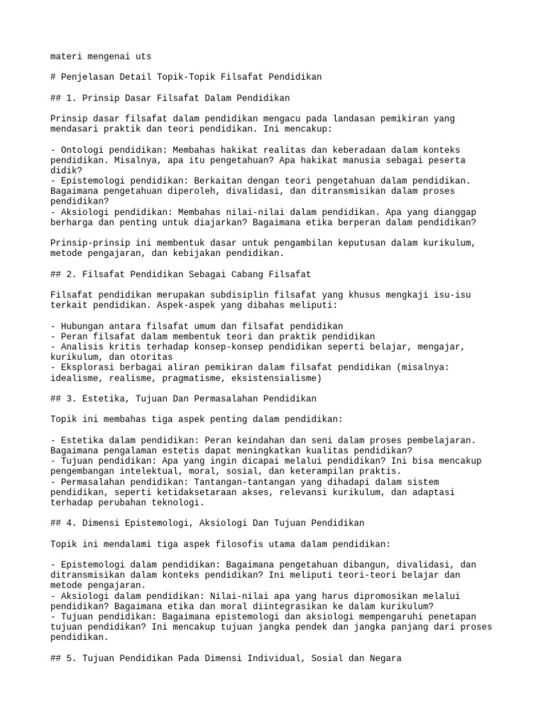 Materi Mengenai Uts | PDF