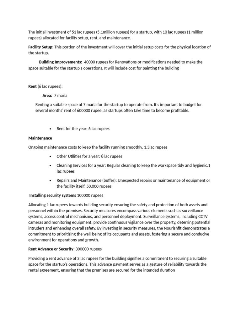 The Initial Investment of 55 Lac Ruppes | PDF | Physical Therapy | Business