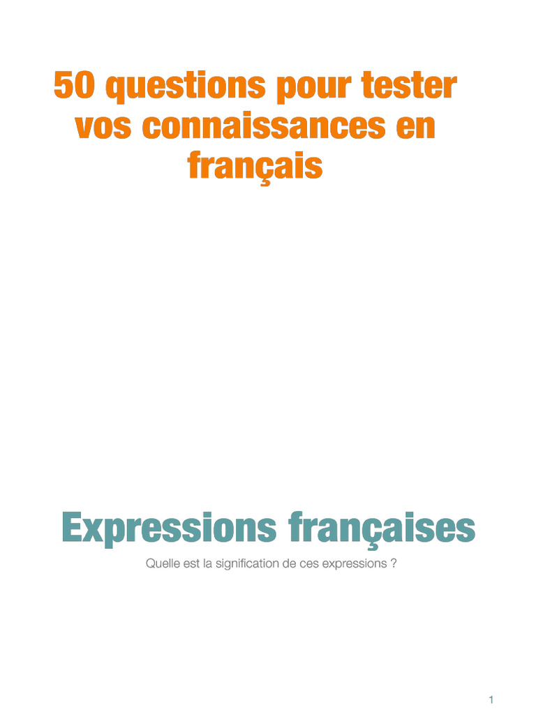 Test de Connaissance en Français PDF | PDF