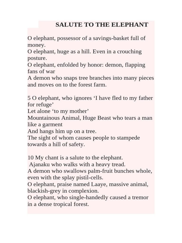 Collection of Poems For African Poetry | PDF | Elephant | Poetry
