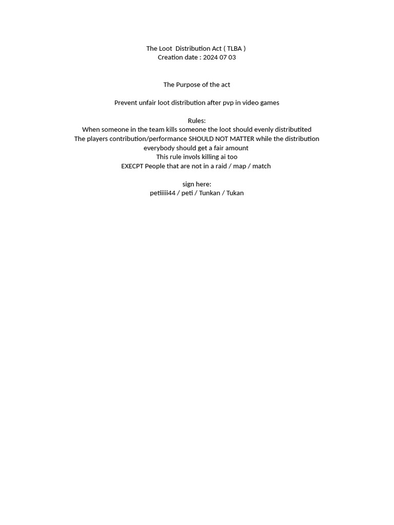 The Loot Distribution Act | PDF